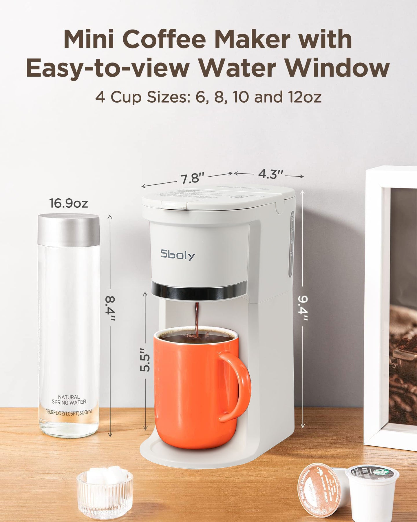 Sboly Mini Single Serve Coffee Maker, Instant Coffee Maker One Cup for