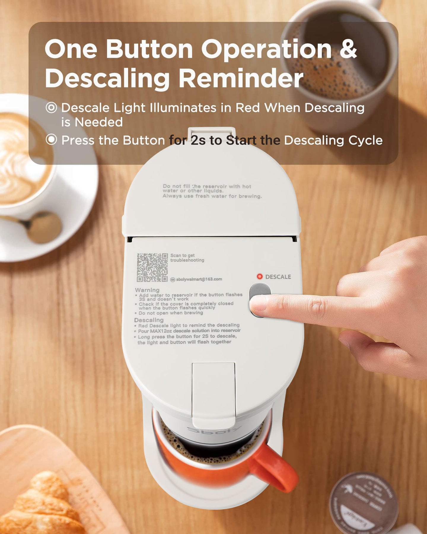 MINI Sboly Single Serve Coffee Maker, Instant Coffee Maker One Cup for