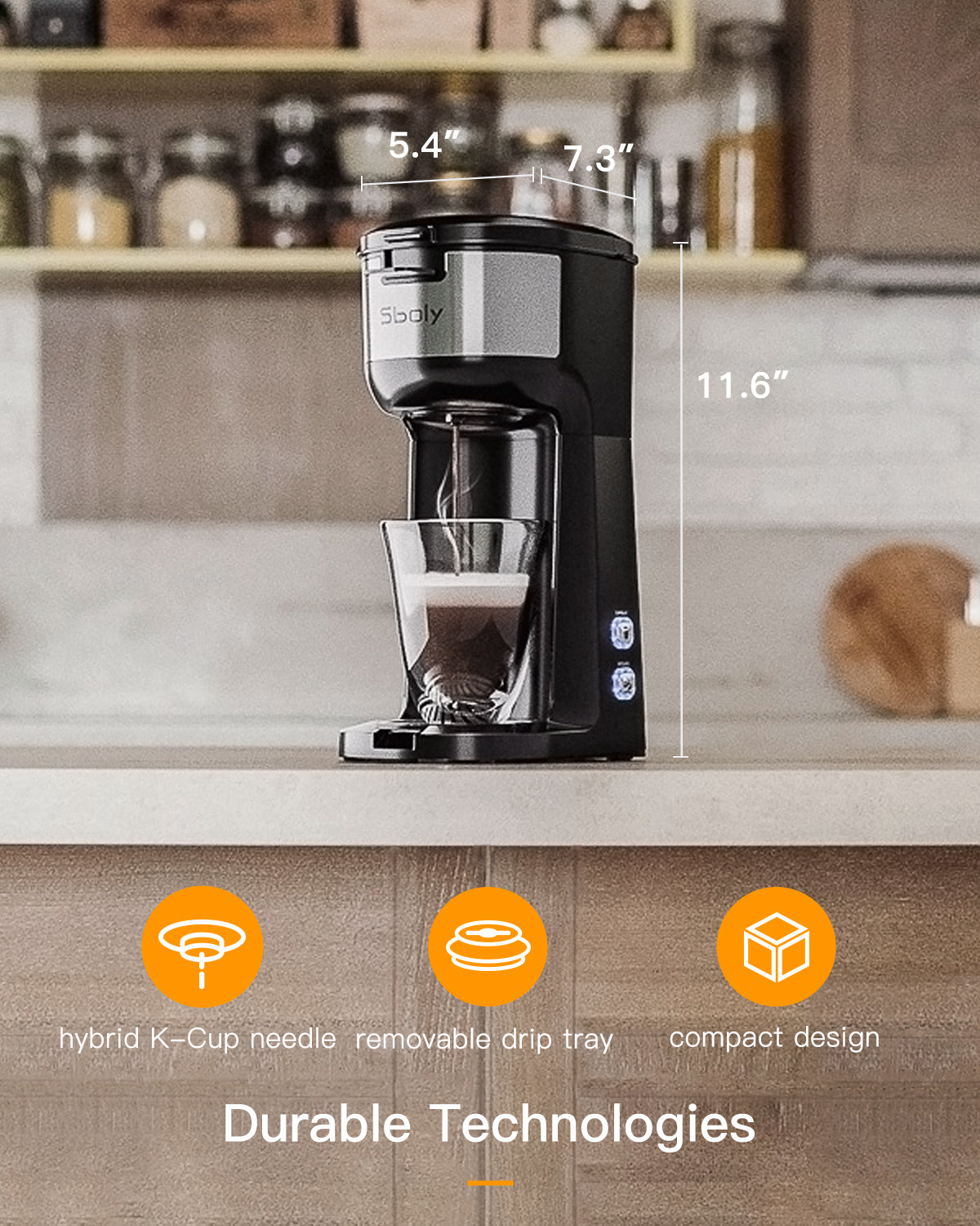 Single Serve Coffee Maker Brewer for K-Cup Pod Ground Coffee Thermal D ...